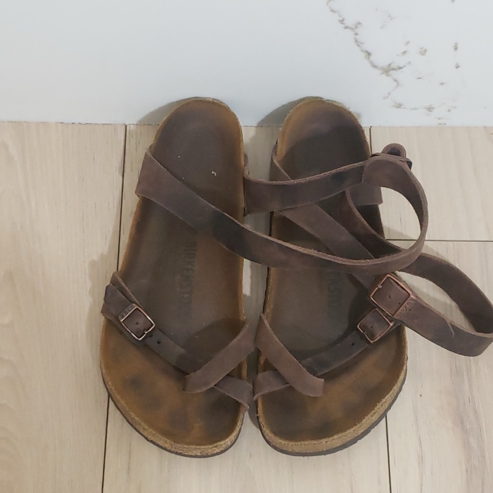 Birkenstock Yara Habana Brown Leather Sandals Size 40… - Gem